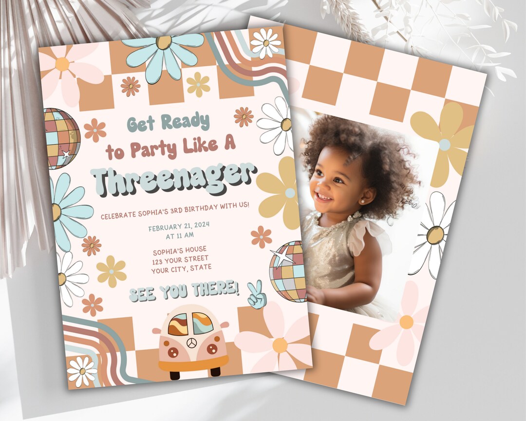 Threenager Birthday Invitation, Birthday Party Invitation for Third ...