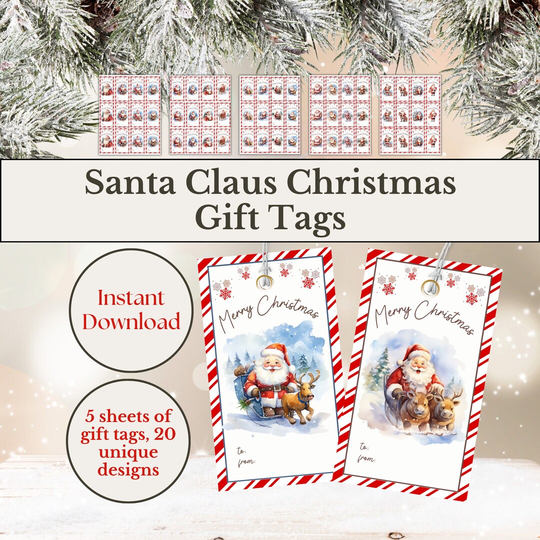 From Santa Gift Tag | Printable Santa Tag | Digital Download | Holiday ...