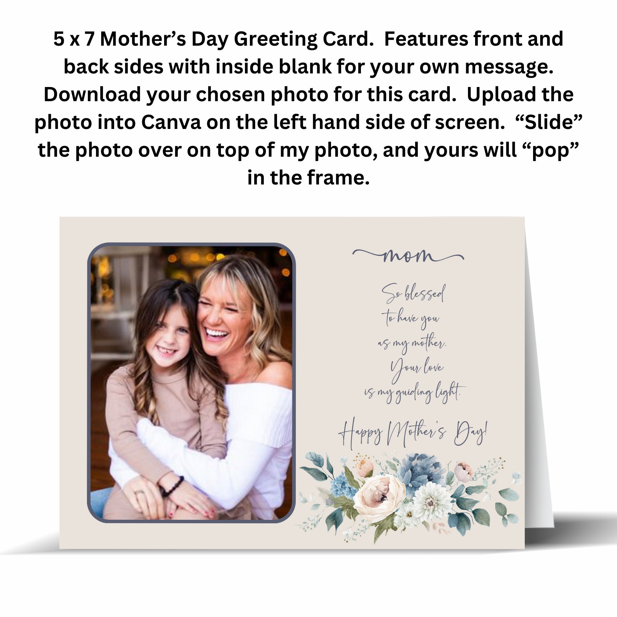 Custom Mothers Day Card for Mom Photo Card Printable, Editable Template ...