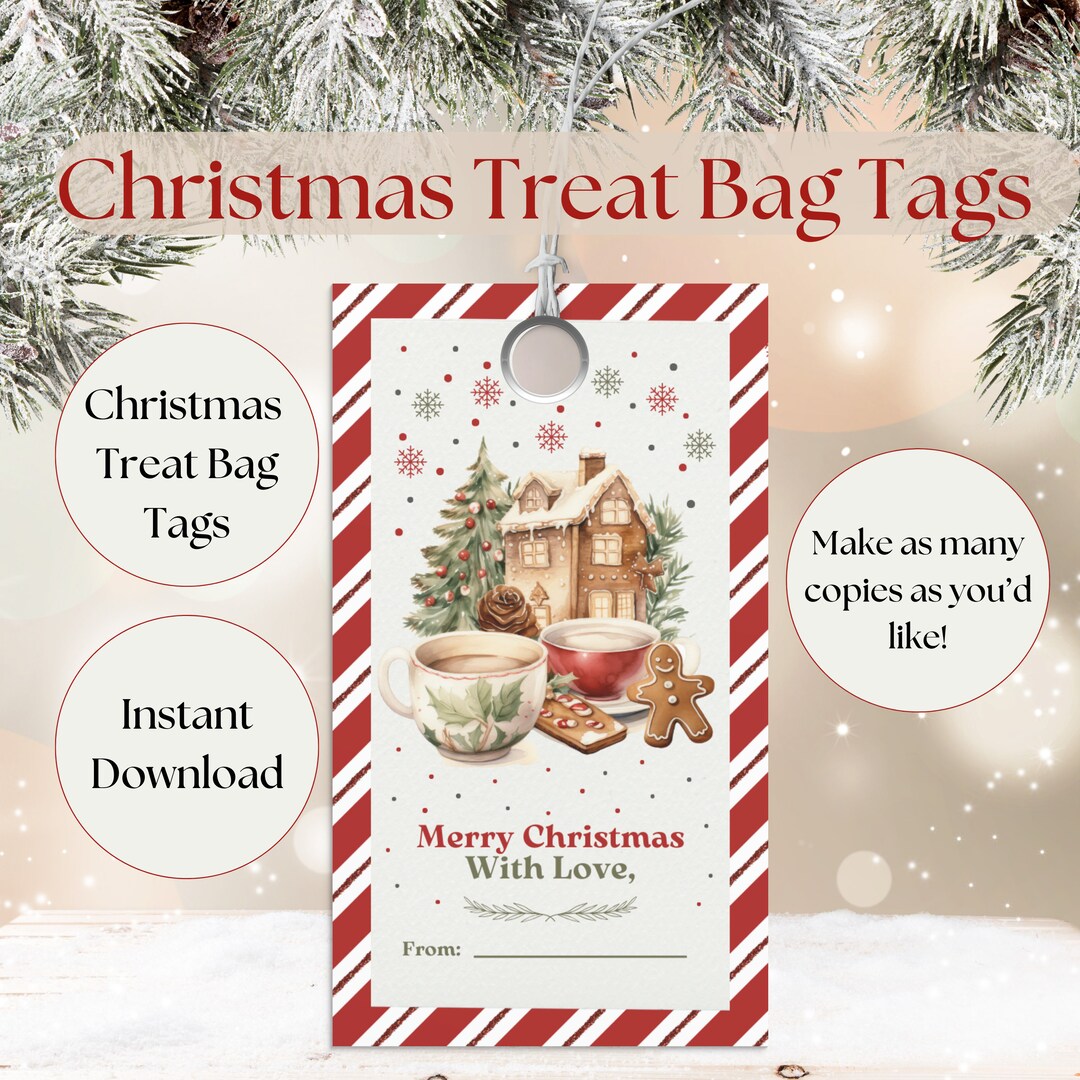Treat Bags | Christmas Gift Tags | Holiday Party Favor Tag | Christmas ...