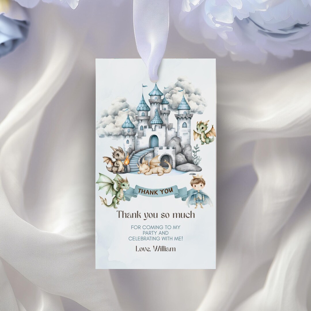 Prince Birthday Thank You Tags Printable, Editable Royal Prince Party ...