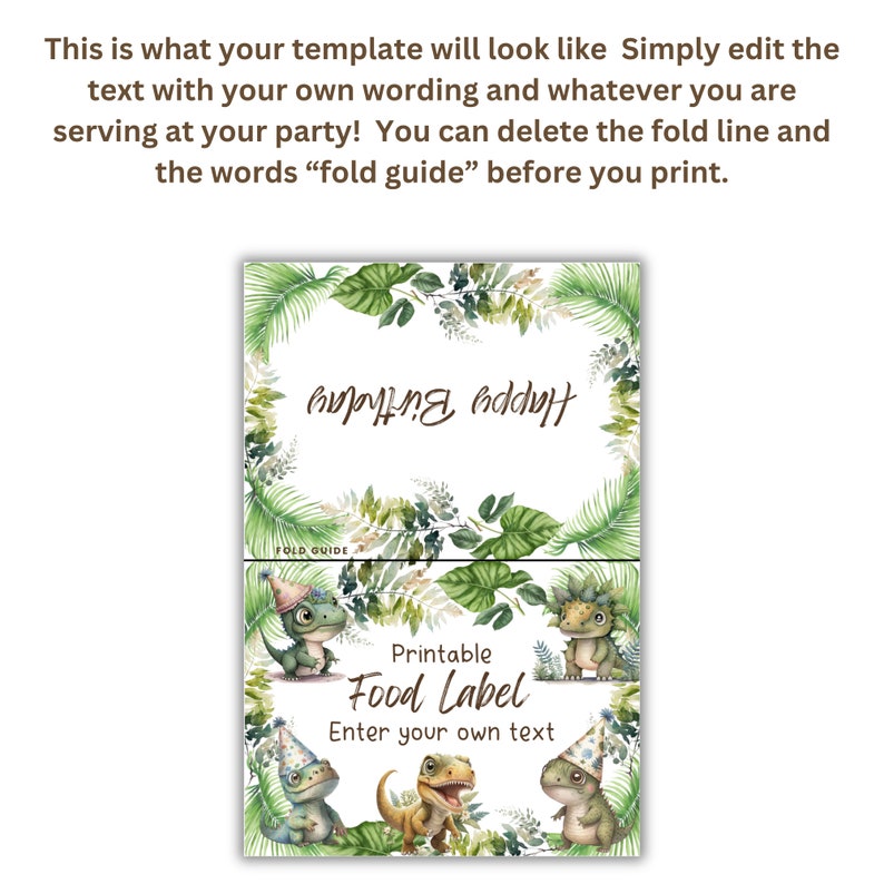 Dinosaur Buffet Table Card, Editable Food Card, Printable Dinosaur ...