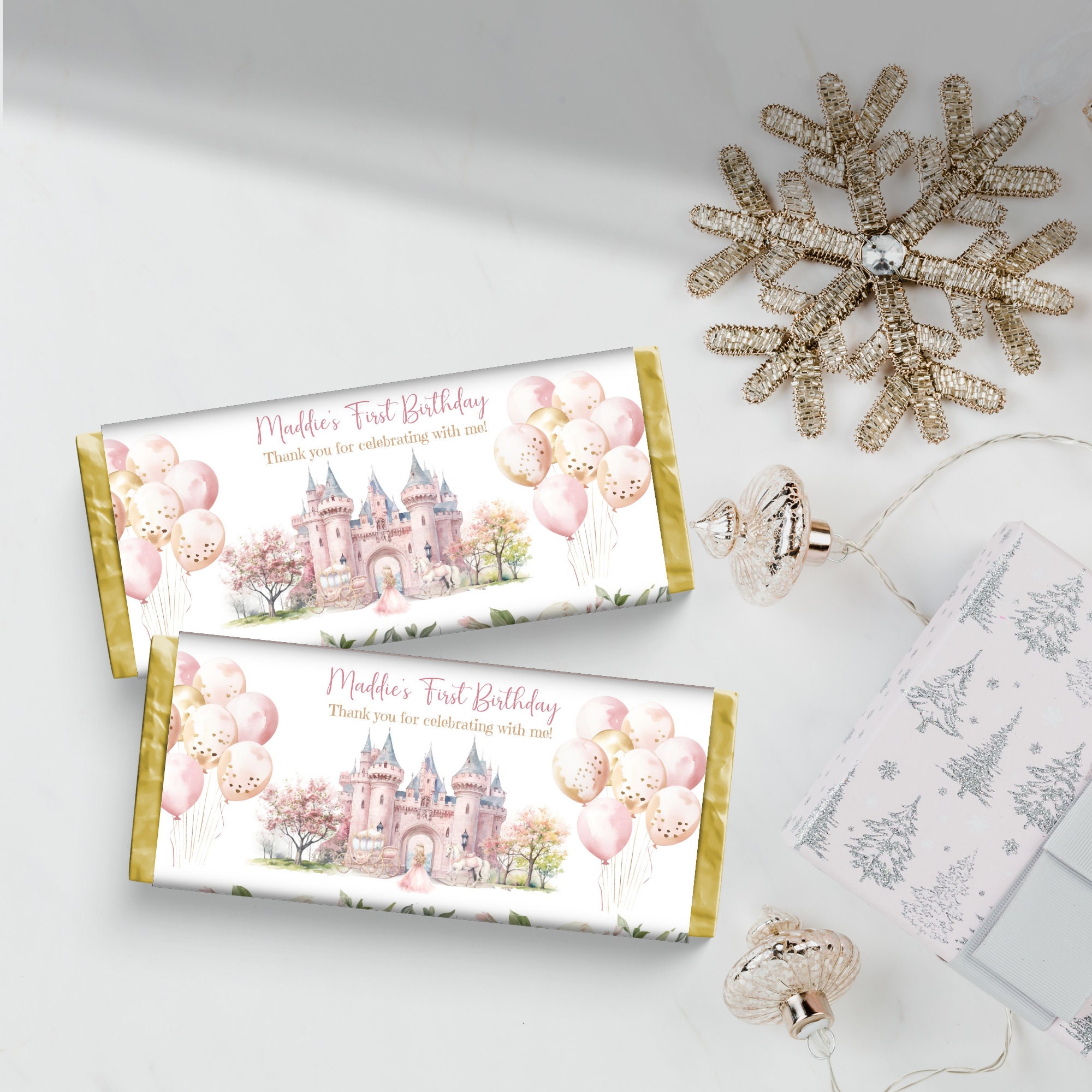 Personalized Princess Candy Bar Wrapper, 1st Birthday, Editable Any Age ...