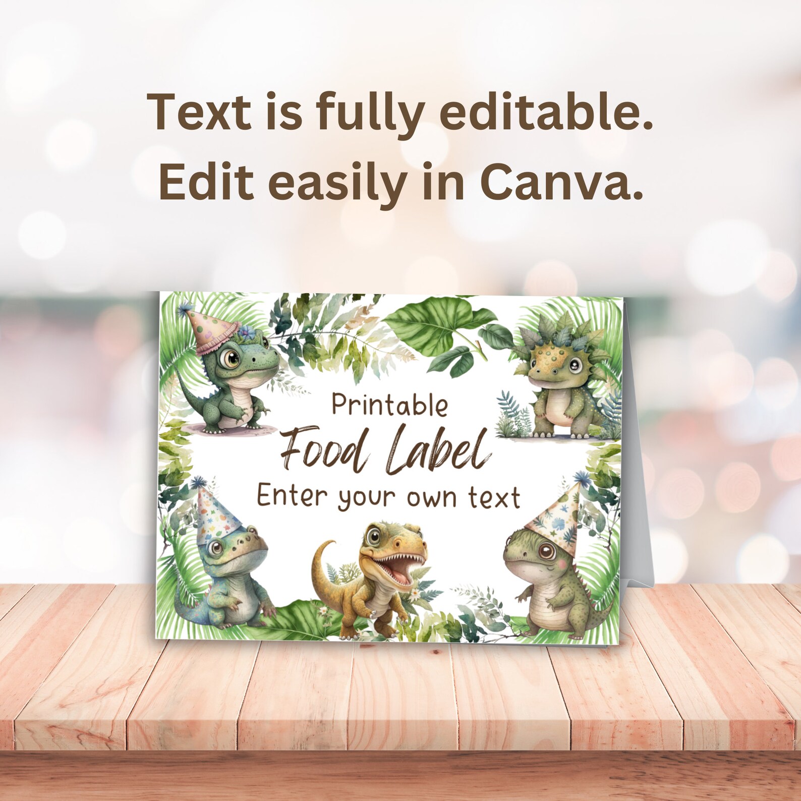 Dinosaur Buffet Table Card, Editable Food Card, Printable Dinosaur ...