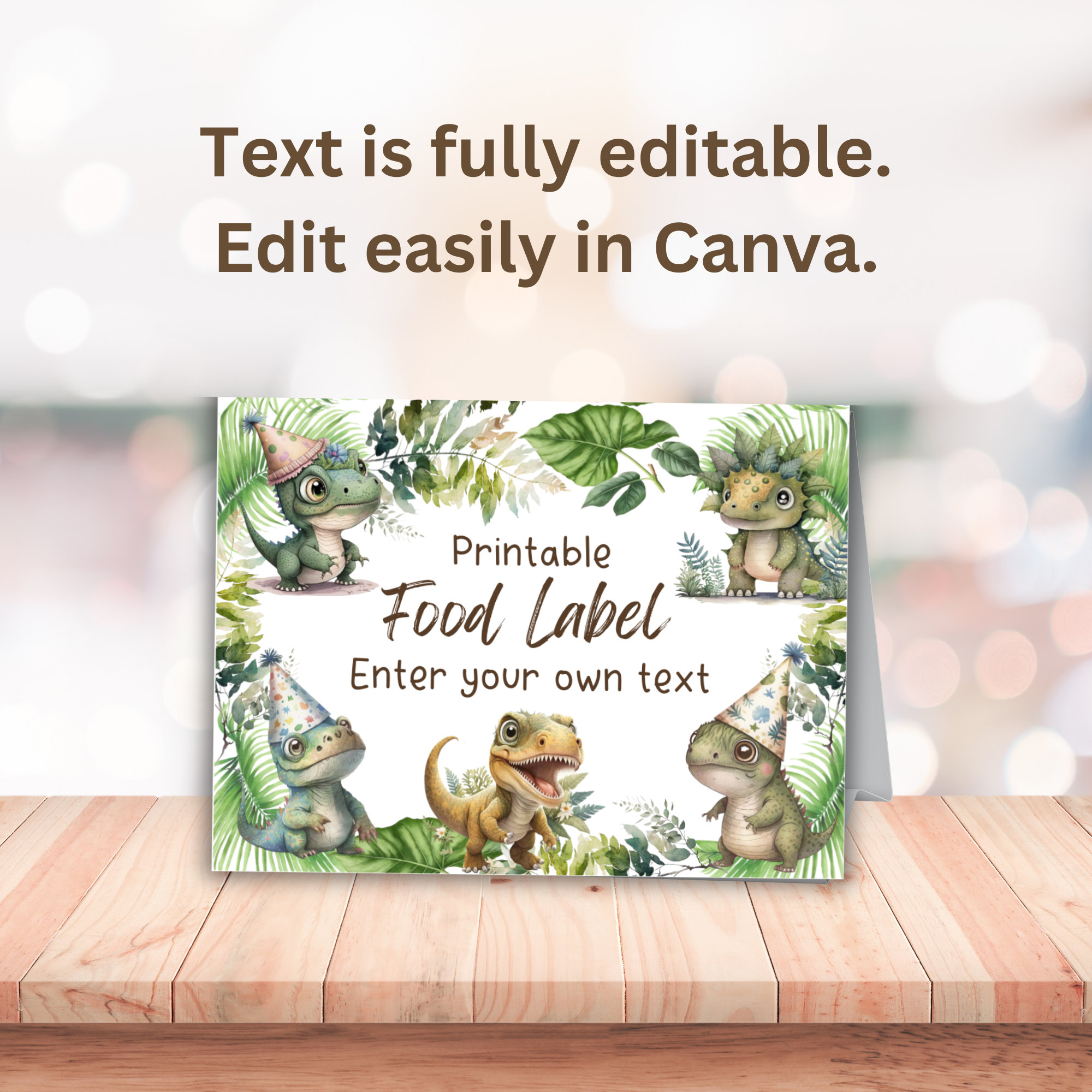 Dinosaur Buffet Table Card, Editable Food Card, Printable Dinosaur ...
