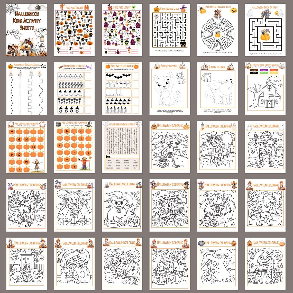 Printable Kids Halloween Activities Bundle, Halloween Coloring Pages ...