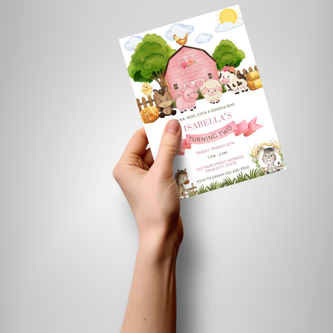 Editable Girl Farm Invitation Farm Themed Invitation 2 Year Old ...