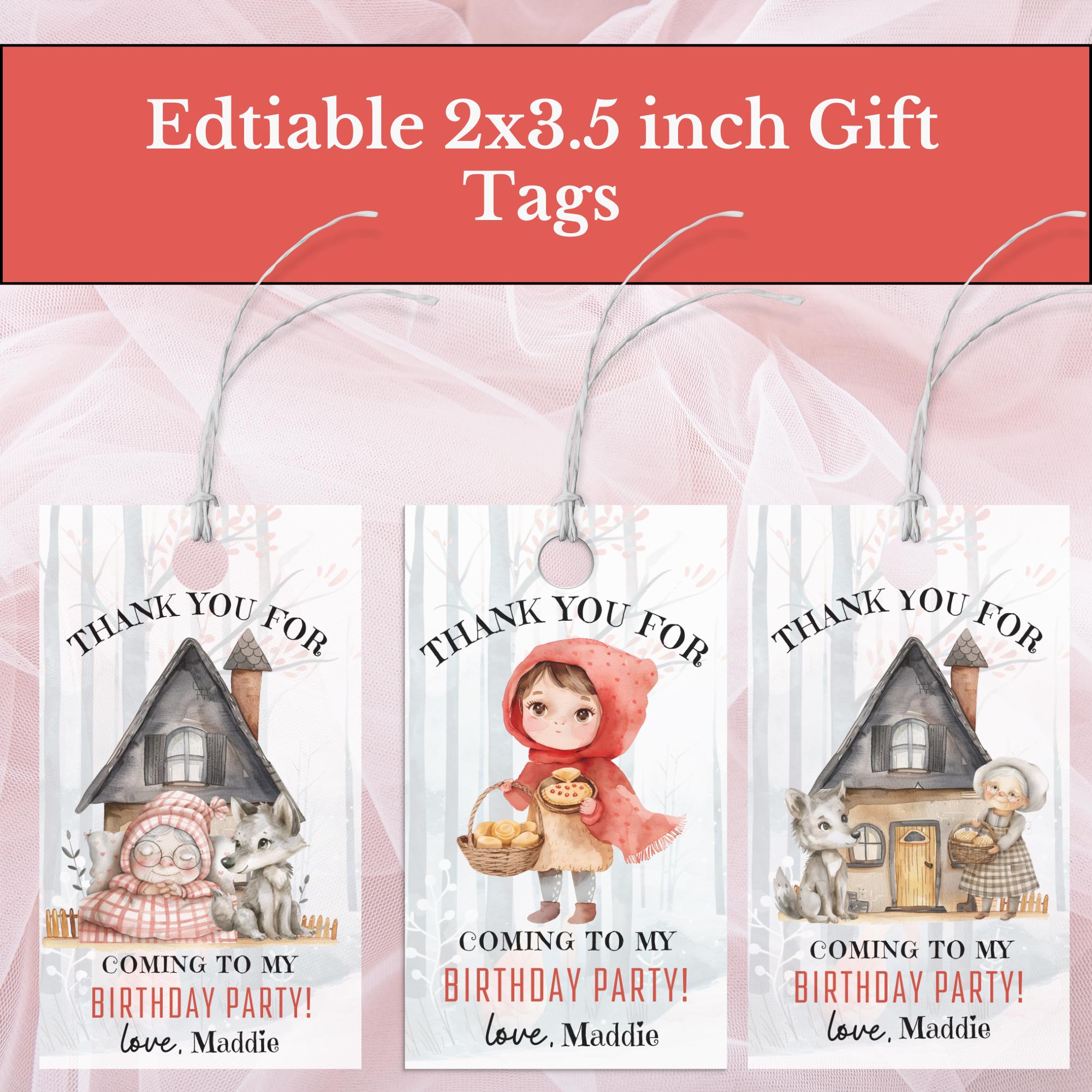 Little Red Riding Hood Editable Thank You Gift Tags, Once Upon a Time ...