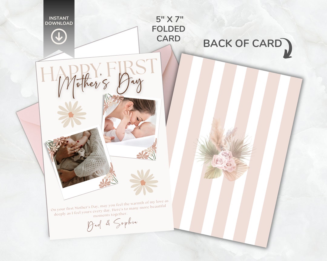 Personalized First Mother's Day Card, Custom 1st Mother's Day Folded ...