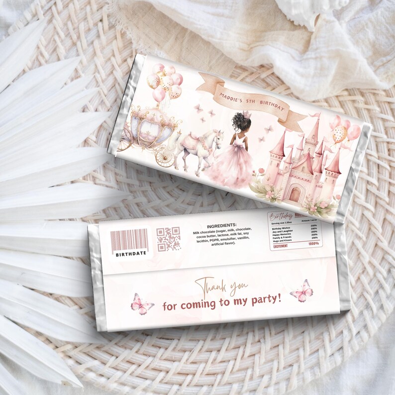 Custom Princess Chocolate Bar Wrapper – 5.5x5.5” Editable Canva ...