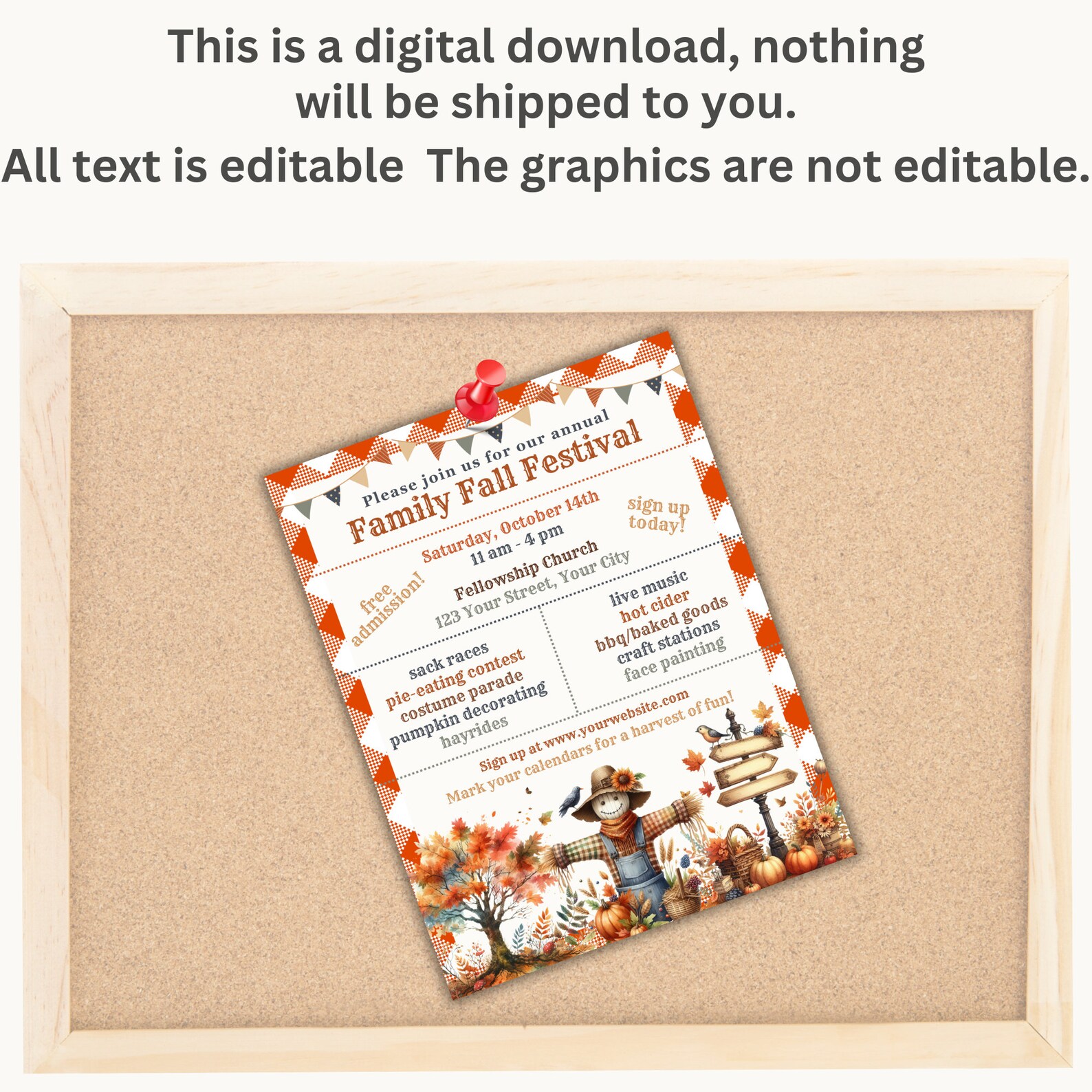 Editable Fall Festival Flyer, Printable Fall Harvest Sign, Us Letter ...