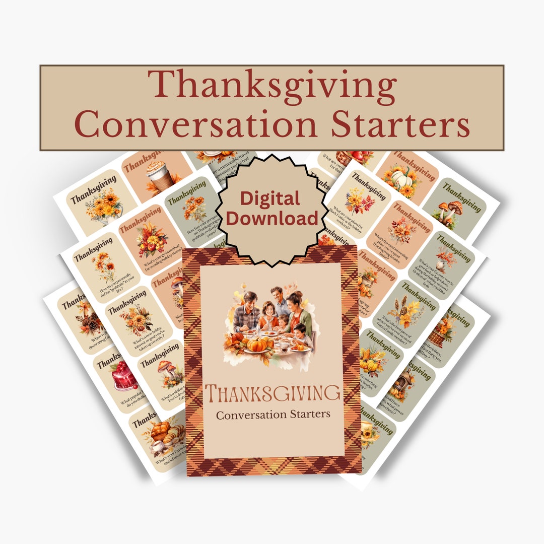Conversation Starters | Digital Download | 54 Thanksgiving Conversation ...
