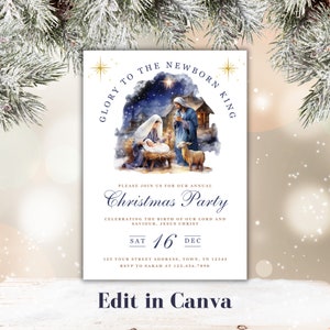 Nativity Christmas Invitation | Religious Christmas Canva | Christian ...