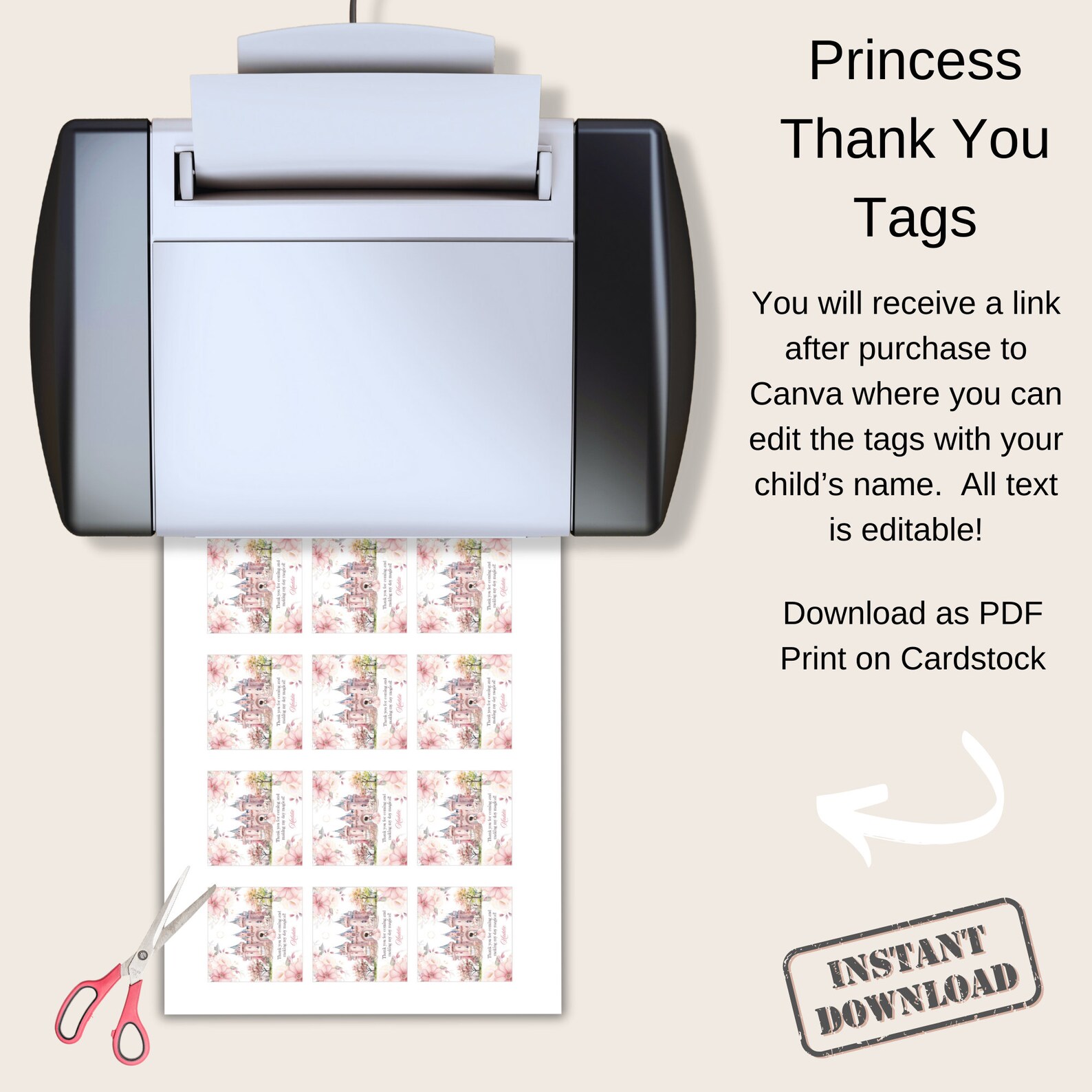 Editable Brown Skin Princess Birthday Party Favor Tags, Happy Birthday ...