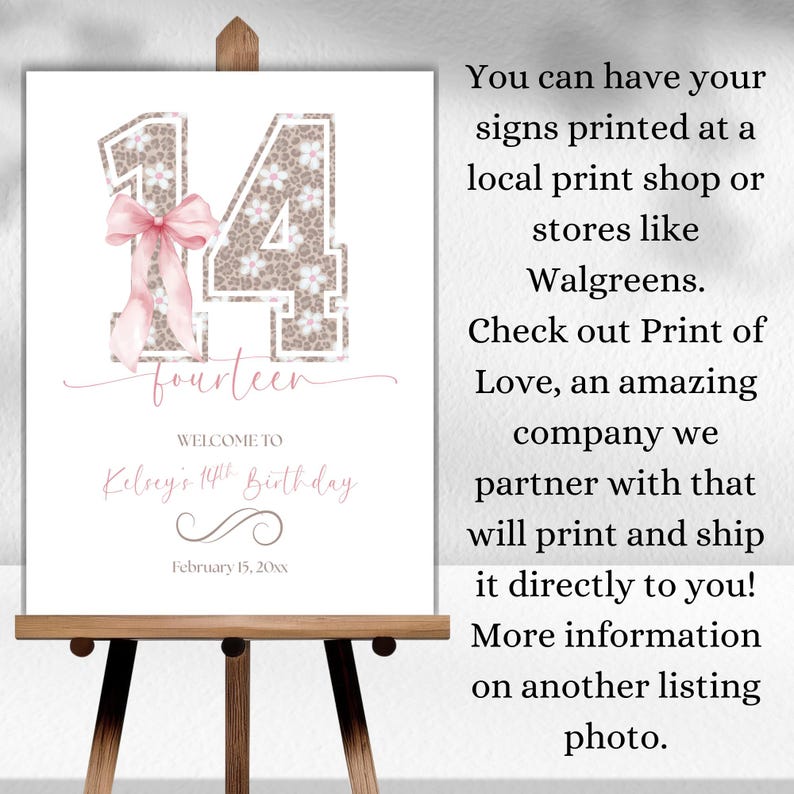 14th Birthday Welcome Sign | Teen Birthday Party Welcome Poster ...