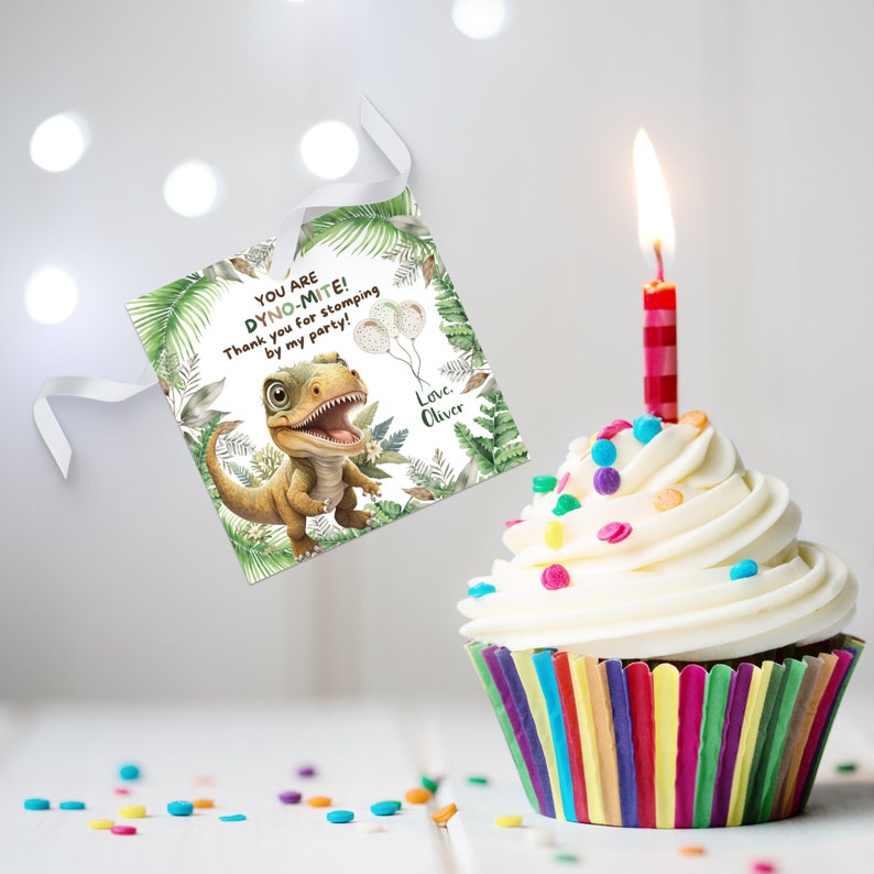 Editable Dinosaur Birthday Party Thank You Tag | T Rex Dinosaur Party ...