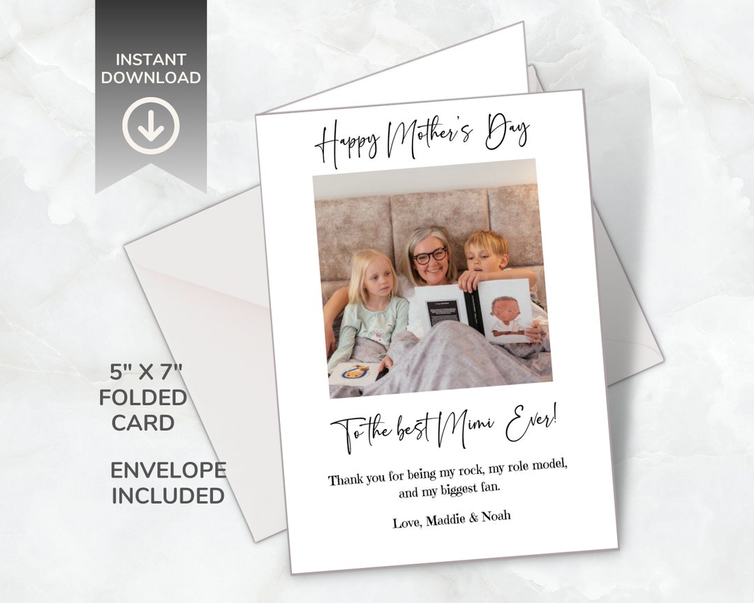 Custom Happy Mother's Day Card for Mimi, Printable Photo Mother's Day ...