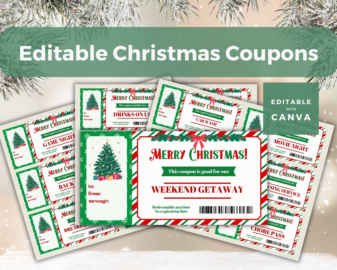 Christmas Coupons Last Minute Gift Custom Christmas - Etsy