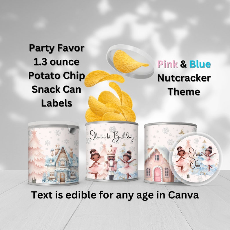 Nutcracker Potato Chip Snack Can Labels and Lid Templates 1.3 Oz ...