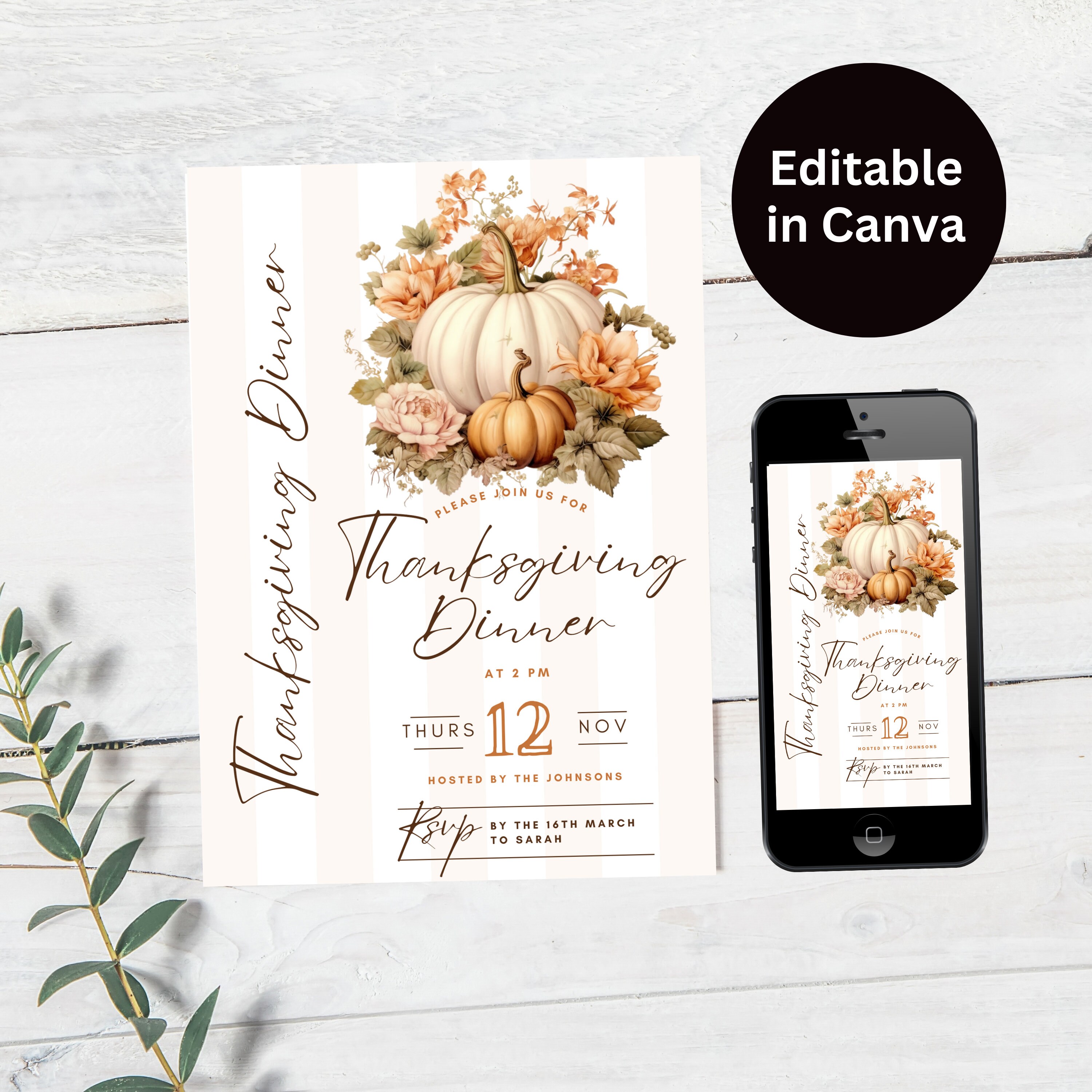 Thanksgiving Invite | Printable Thanksgiving Invitation| Thanksgiving ...