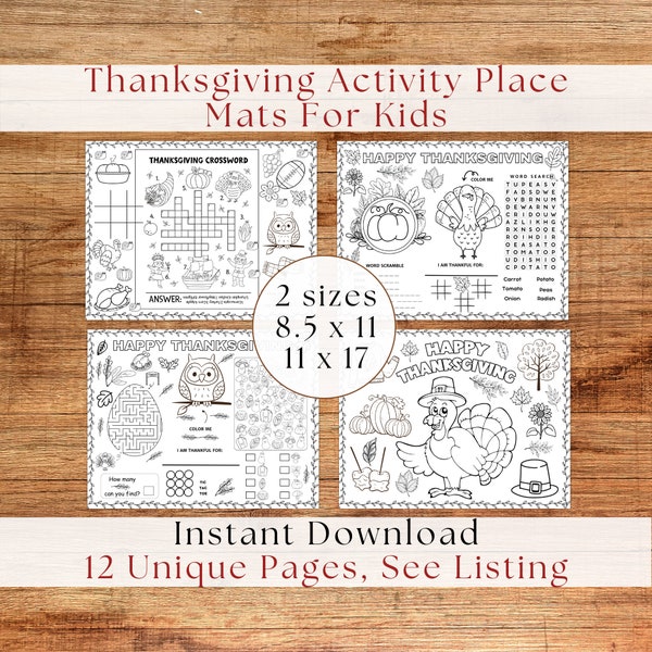 Paper Thanksgiving Placemats - Etsy