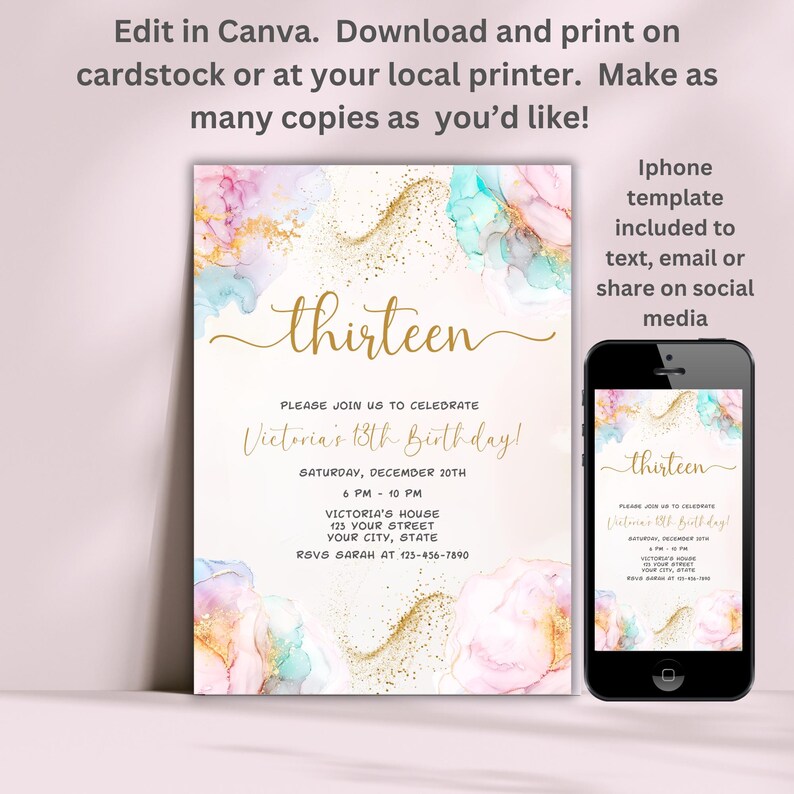 Editable Digital 13th Birthday Invitation With Photo, Official Teenager ...