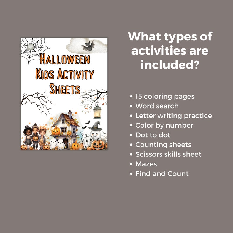 Printable Kids Halloween Activities Bundle, Halloween Coloring Pages ...
