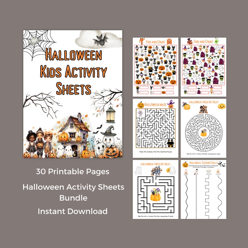 Printable Kids Halloween Activities Bundle, Halloween Coloring Pages ...