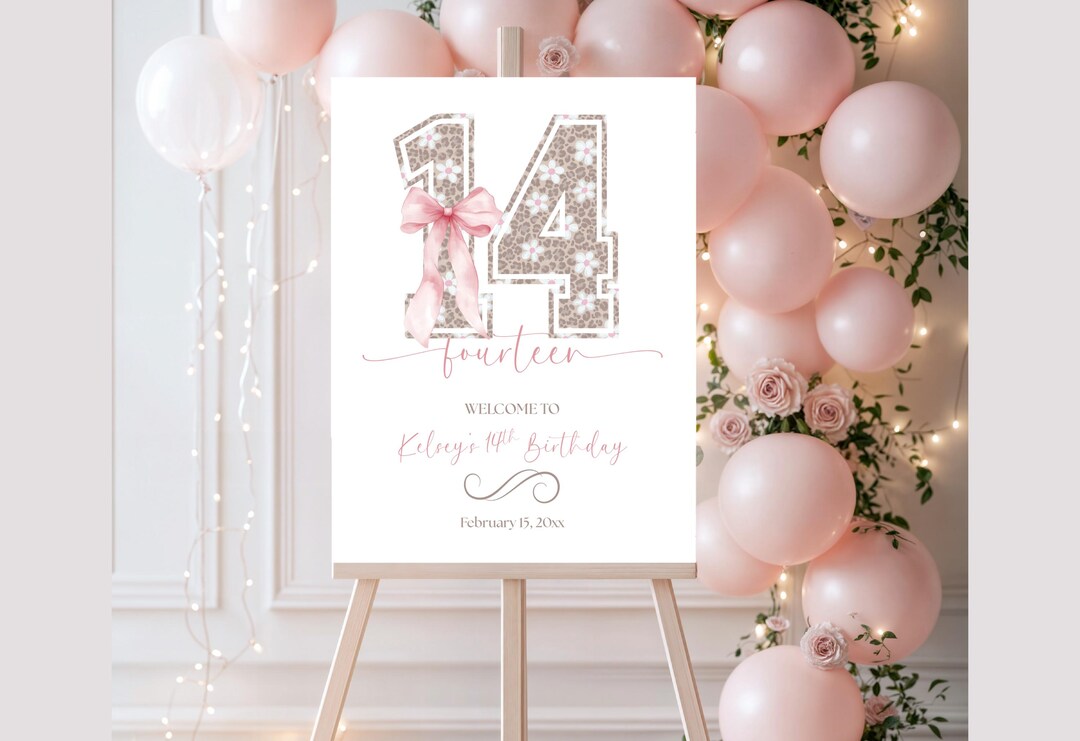 14th Birthday Welcome Sign | Teen Birthday Party Welcome Poster ...