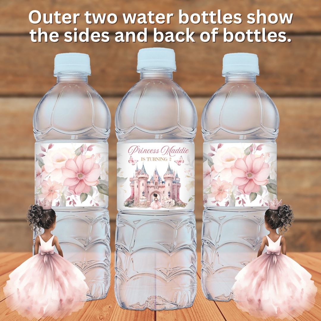 Personalized Princess Water Bottle Label, Editable Royal Princess ...
