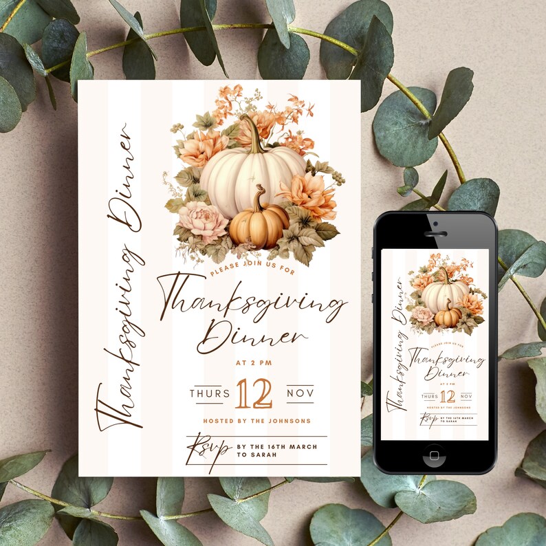 Thanksgiving Invite | Printable Thanksgiving Invitation| Thanksgiving ...