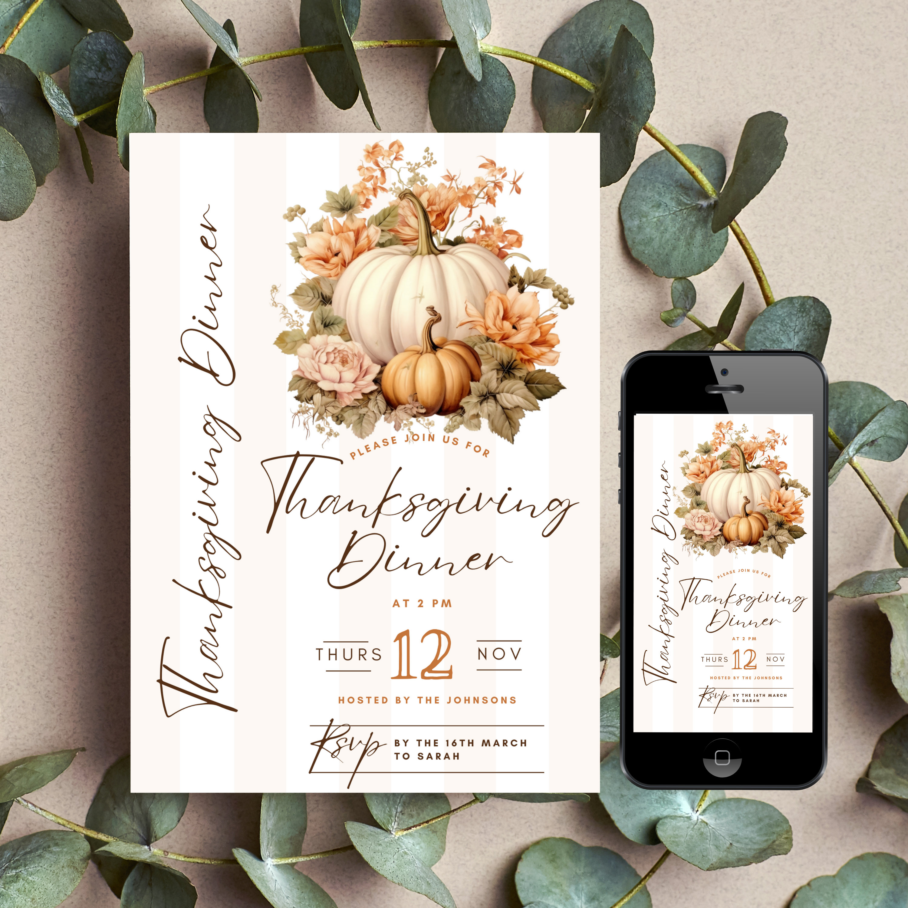 Thanksgiving Invite | Printable Thanksgiving Invitation| Thanksgiving ...