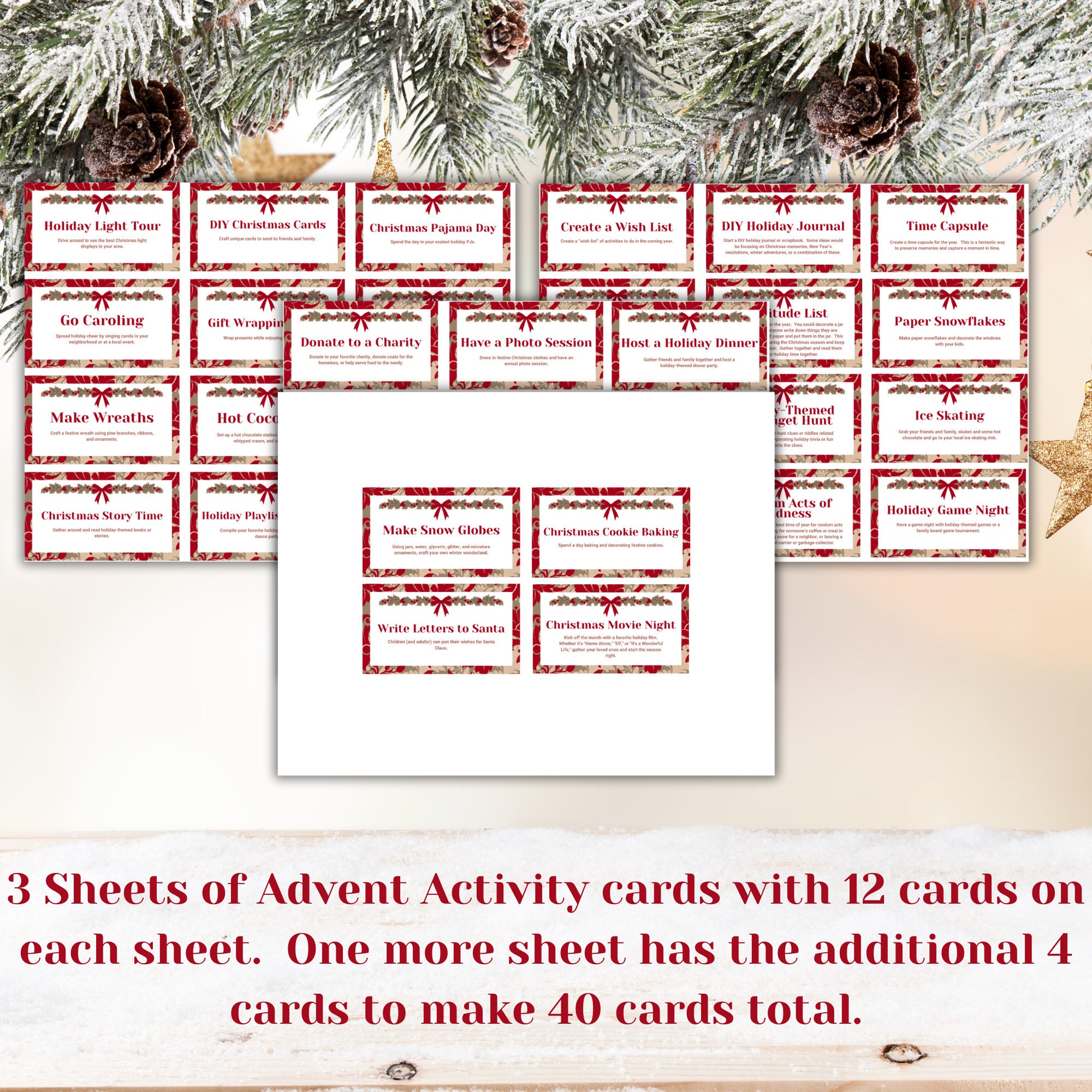 Advent Activities Cards Printable Christmas Advent Cards - Etsy