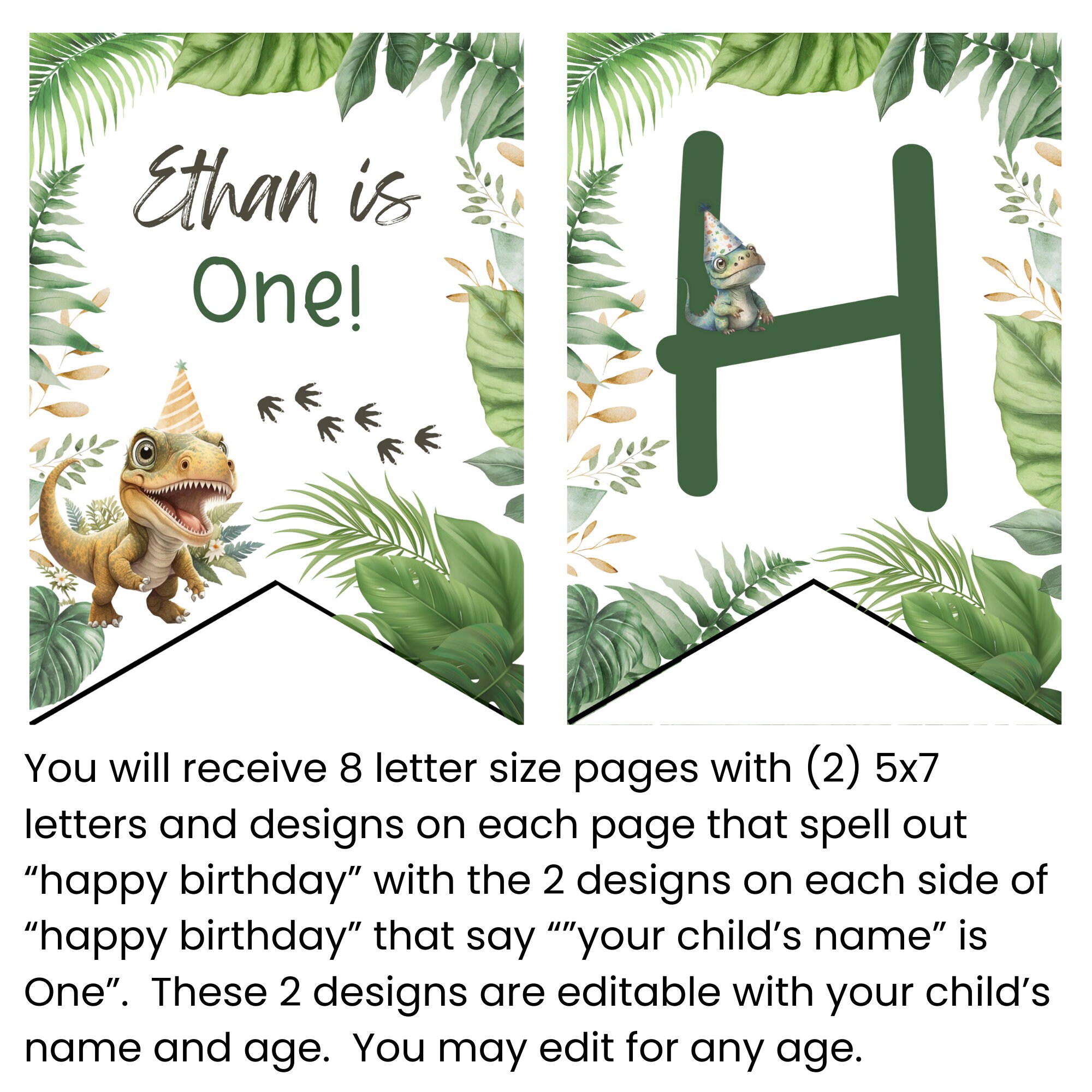 Printable Dinosaur Banner 1st Birthday, Instant Download, Dinosaur ...