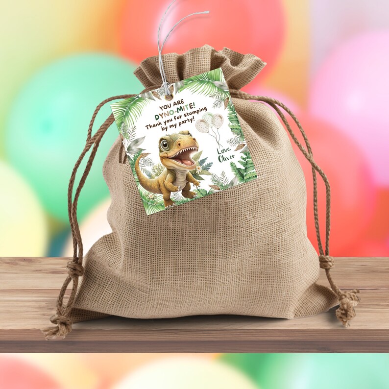 Editable Dinosaur Birthday Party Thank You Tag | T Rex Dinosaur Party ...