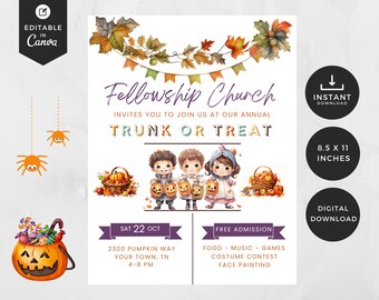 Editable Trunk or Treat Flyer Invitation Design Canva Template - Etsy