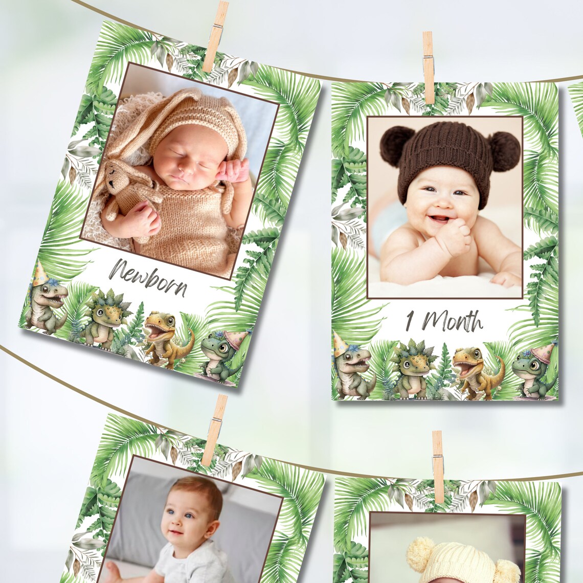 Dinosaur Boy 1st Birthday Photo Banner, Wall Decorations, Printable ...