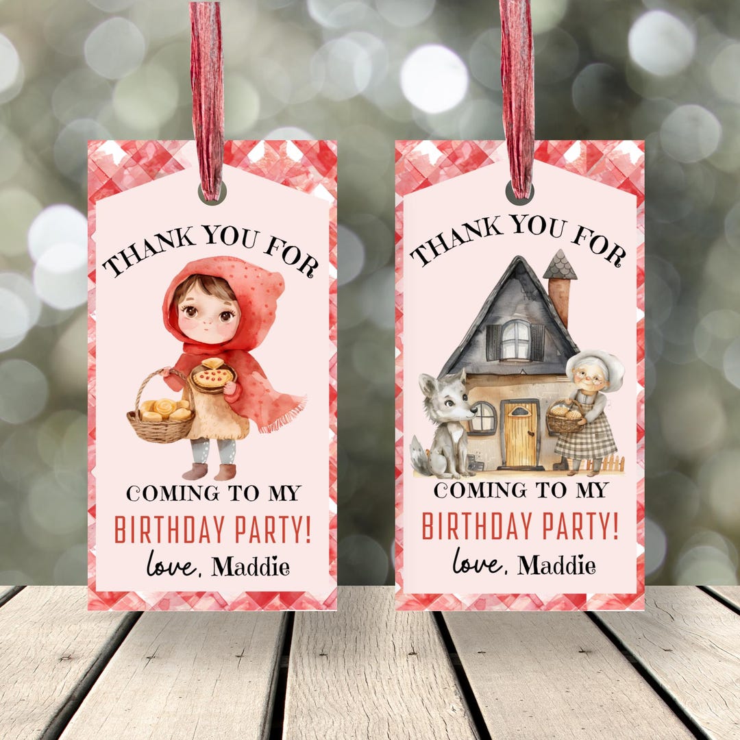 Little Red Riding Hood Editable Thank You Gift Tags, Once Upon a Time ...