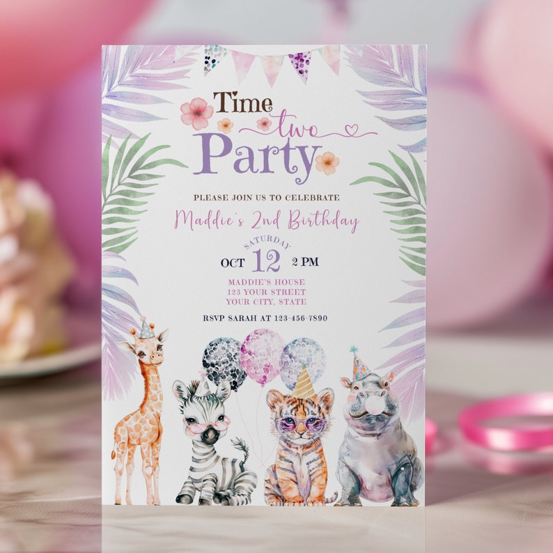 Time Two Party 2nd Birthday Invitation, Editable Boys Second Birthday ...