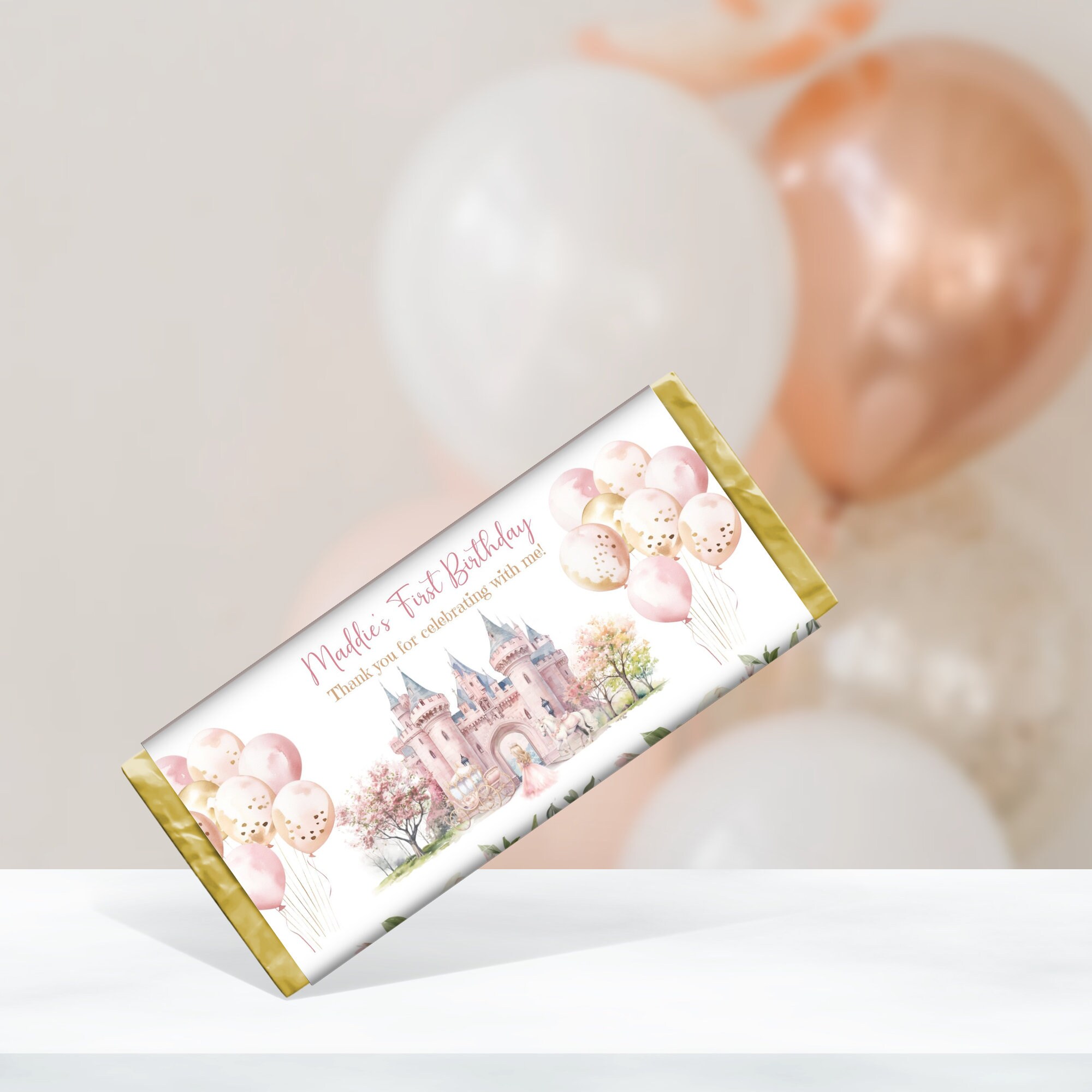 Personalized Princess Candy Bar Wrapper, 1st Birthday, Editable Any Age ...