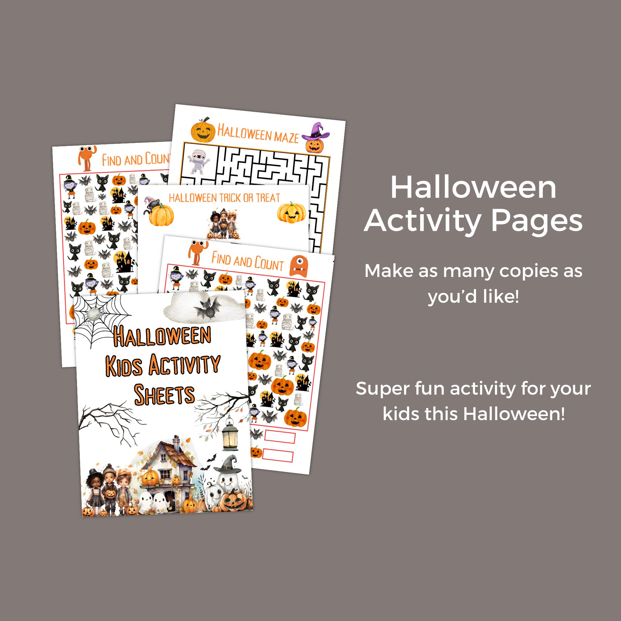 Printable Kids Halloween Activities Bundle, Halloween Coloring Pages ...