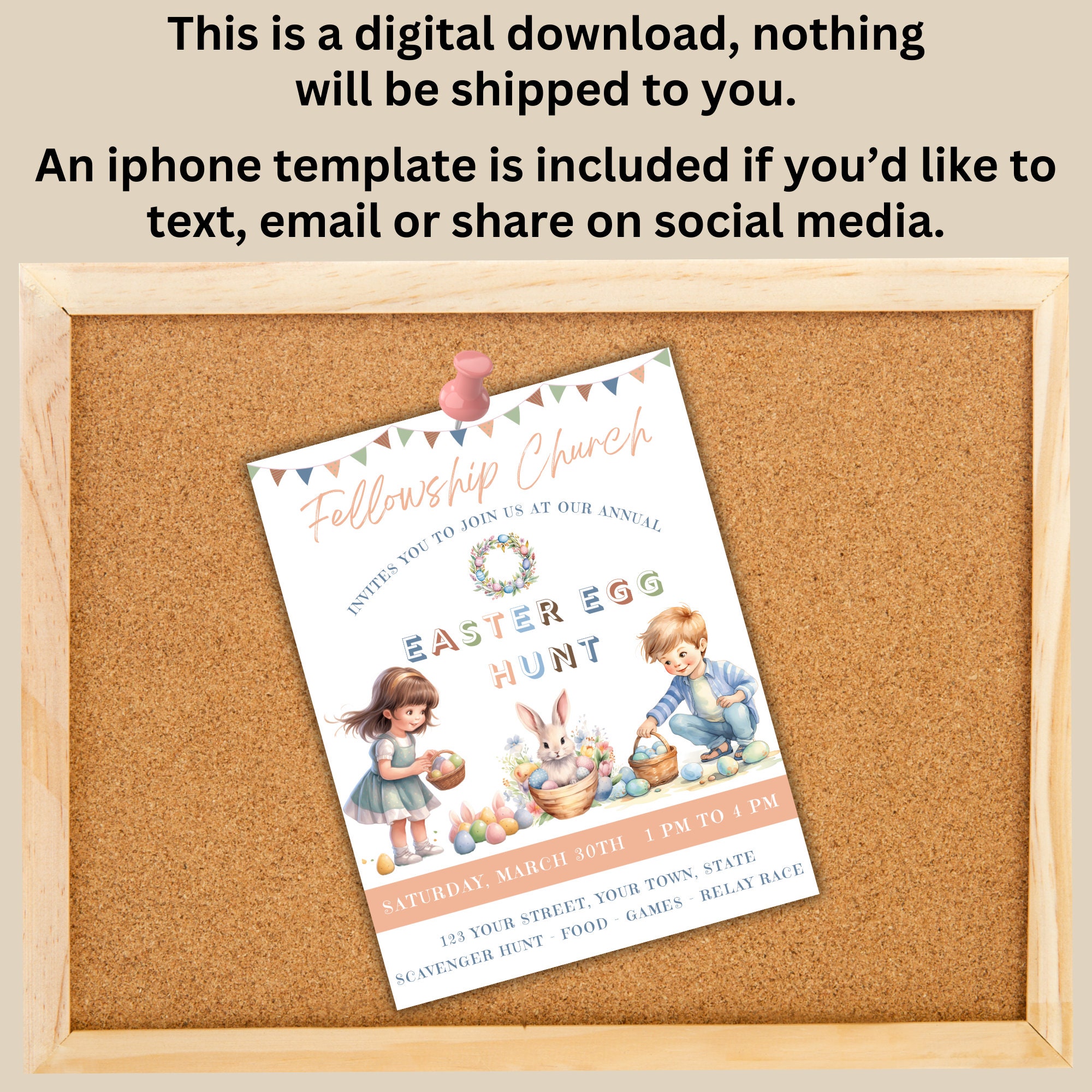 Editable Easter Egg Hunt Flyer Canva Template, Instant Download, Diy ...