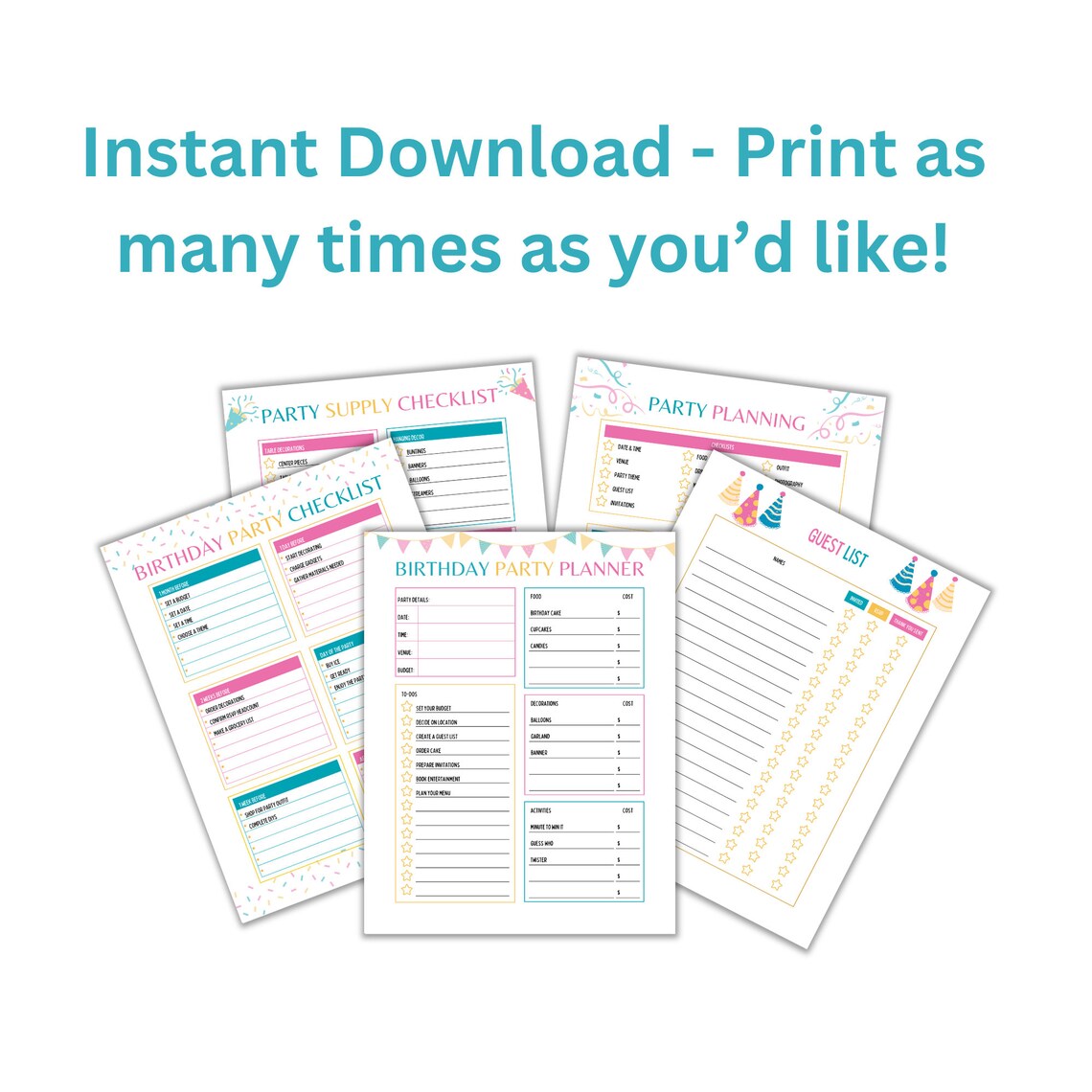 Printable Party Planner | Printable Birthday Party Organizer | Kids ...