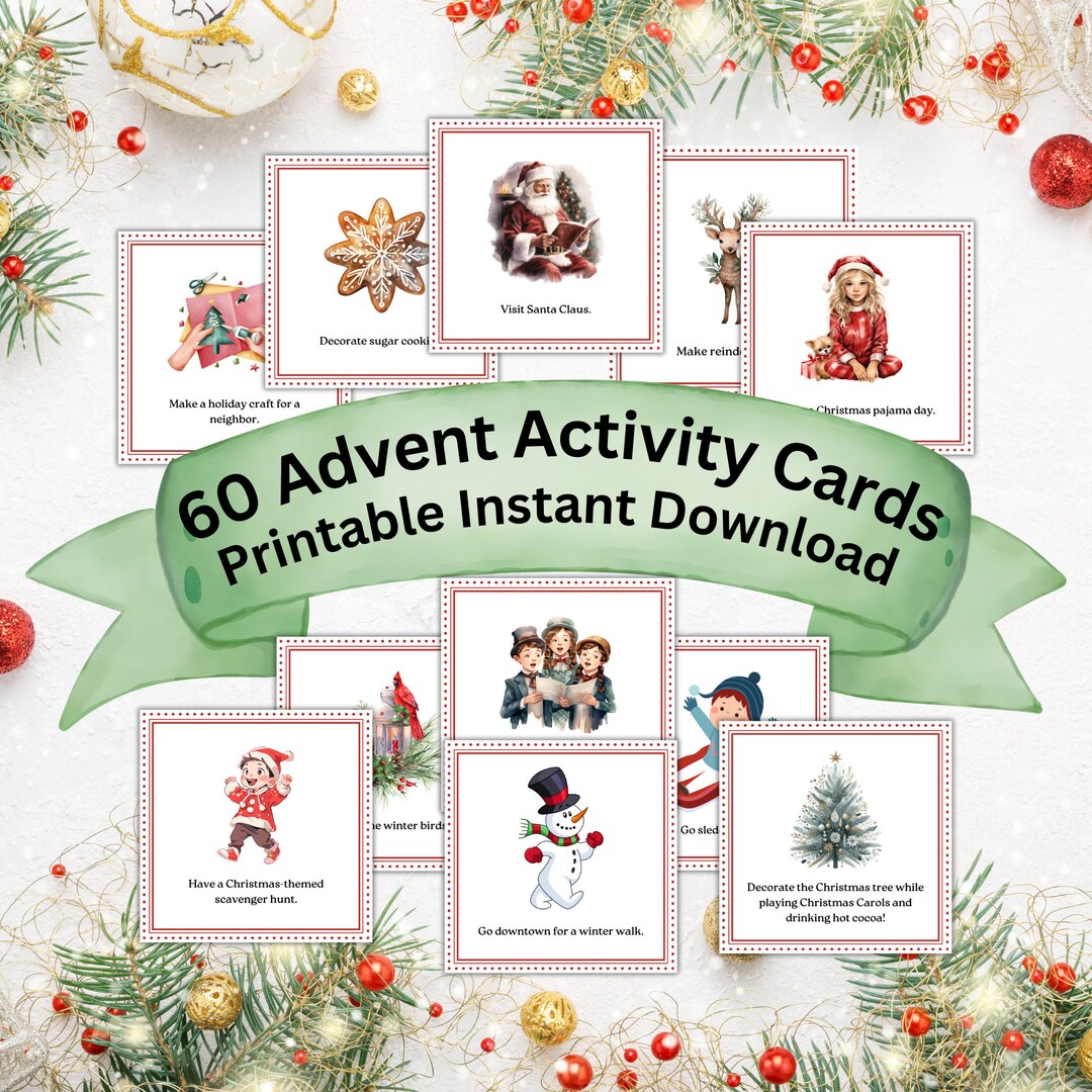 Advent Activity Cards for Kids, Christmas Kids Activities Bucket List ...