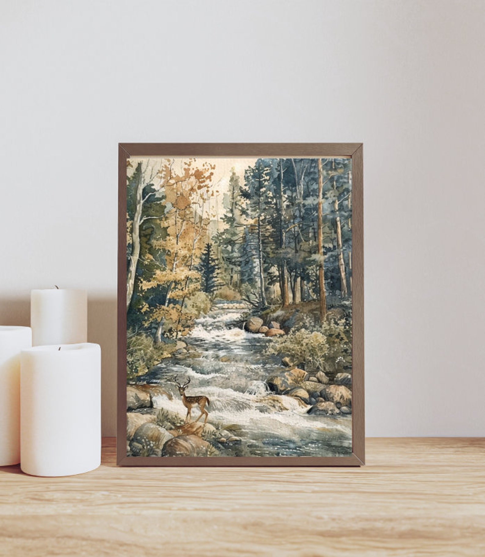 Watercolor Painting of Woodland Landscape, Unique, Wall Hanging ...