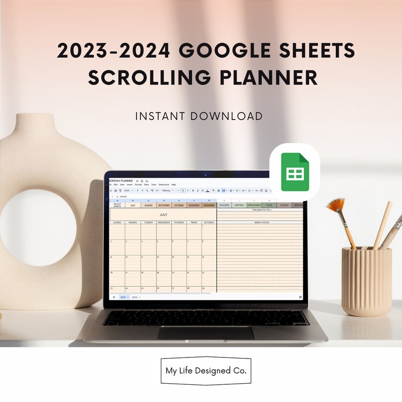 2023-2024 Minimalist Google Sheets Template | Yearly Monthly Weekly ...