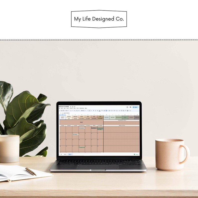 2023-2024 Minimalist Google Sheets Template | Yearly Monthly Weekly ...