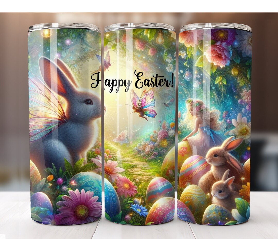Easter Bunny, Easter Eggs, Happy Easter 20oz Tumbler Wrap Png Instant ...