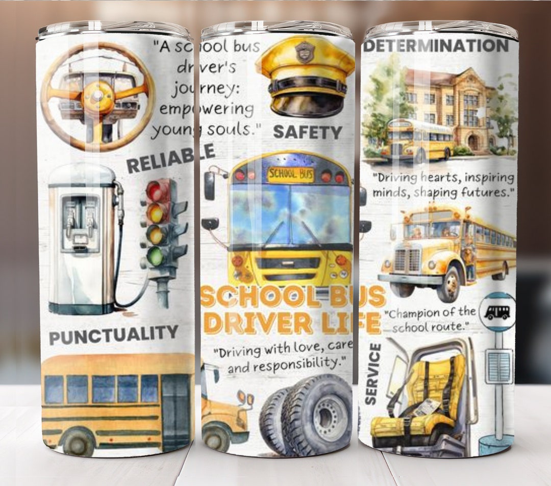 Bus Driver Life School Bus Collage Vintage Bus Driver 20oz - Etsy