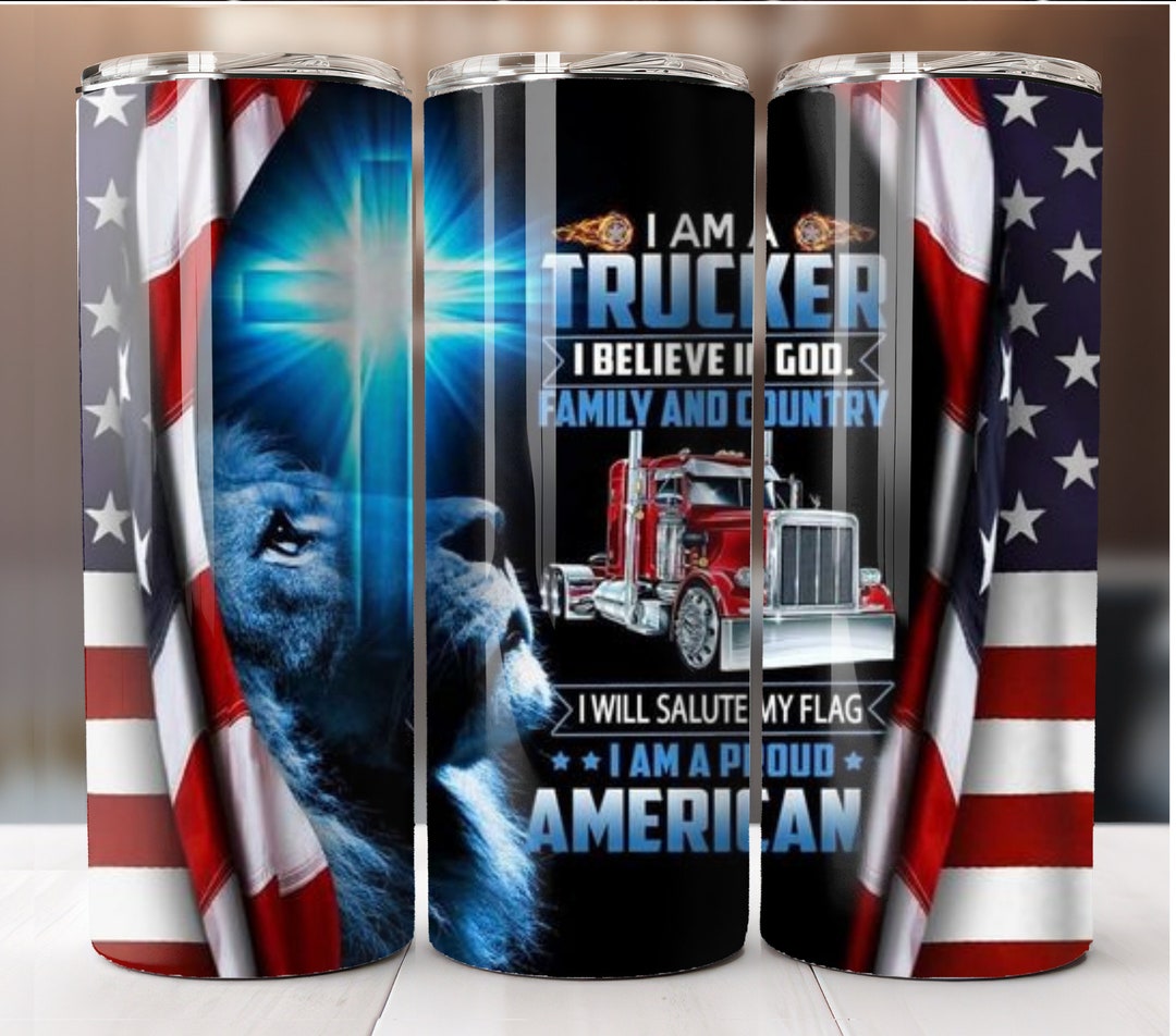 I Am a Trucker Proud American Semi Truck and Flag With Lion - Etsy